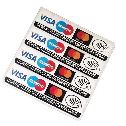 4 x VISA Maestro Mastercard Contactless Credit Card Payments Stickers ...