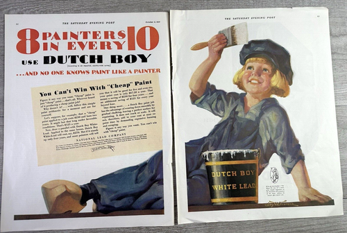 Vtg 2 Page Print Ad Oct 1931 Dutch Boy Lead Paint National Lead Co Sat ...