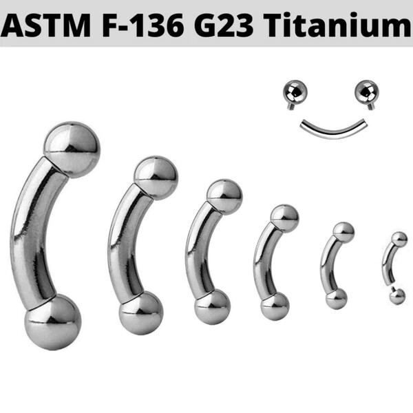 Solid Titanium 12G 8G 6G 4G2G 0G Internally Threaded Gauges Curved Ball ...
