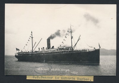 1910 SS BEAVER, Early Ship at Astoria Oregon Vintage Real Photo ...
