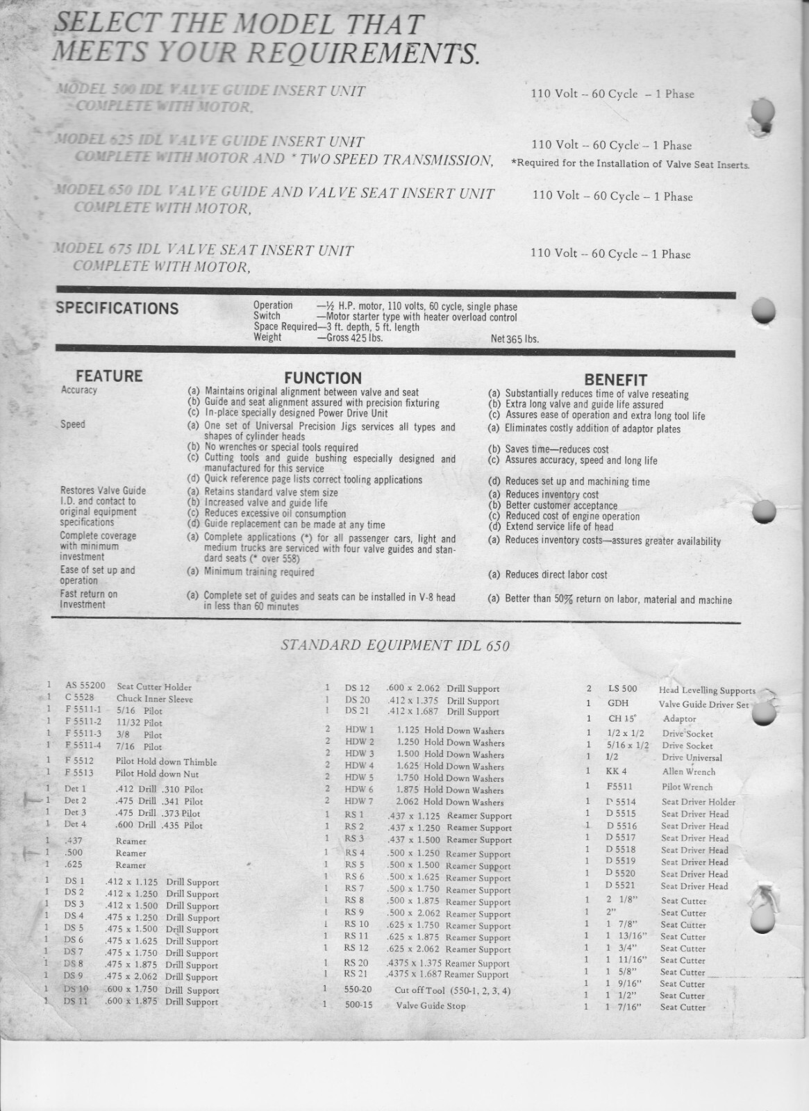 IDL MODEL 650 SEAT & GUIDE MACHINE WITH TOOLING PACKAGE | eBay