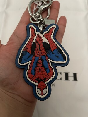 COACH SPIDER-MAN LEATHER KEY CHAIN BAG CHARM NWT! | eBay