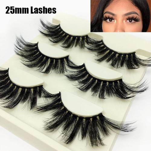 Dramatic 3D Soft Mink Hair False Eyelashes 25mm Lashes Eye Lashes ...