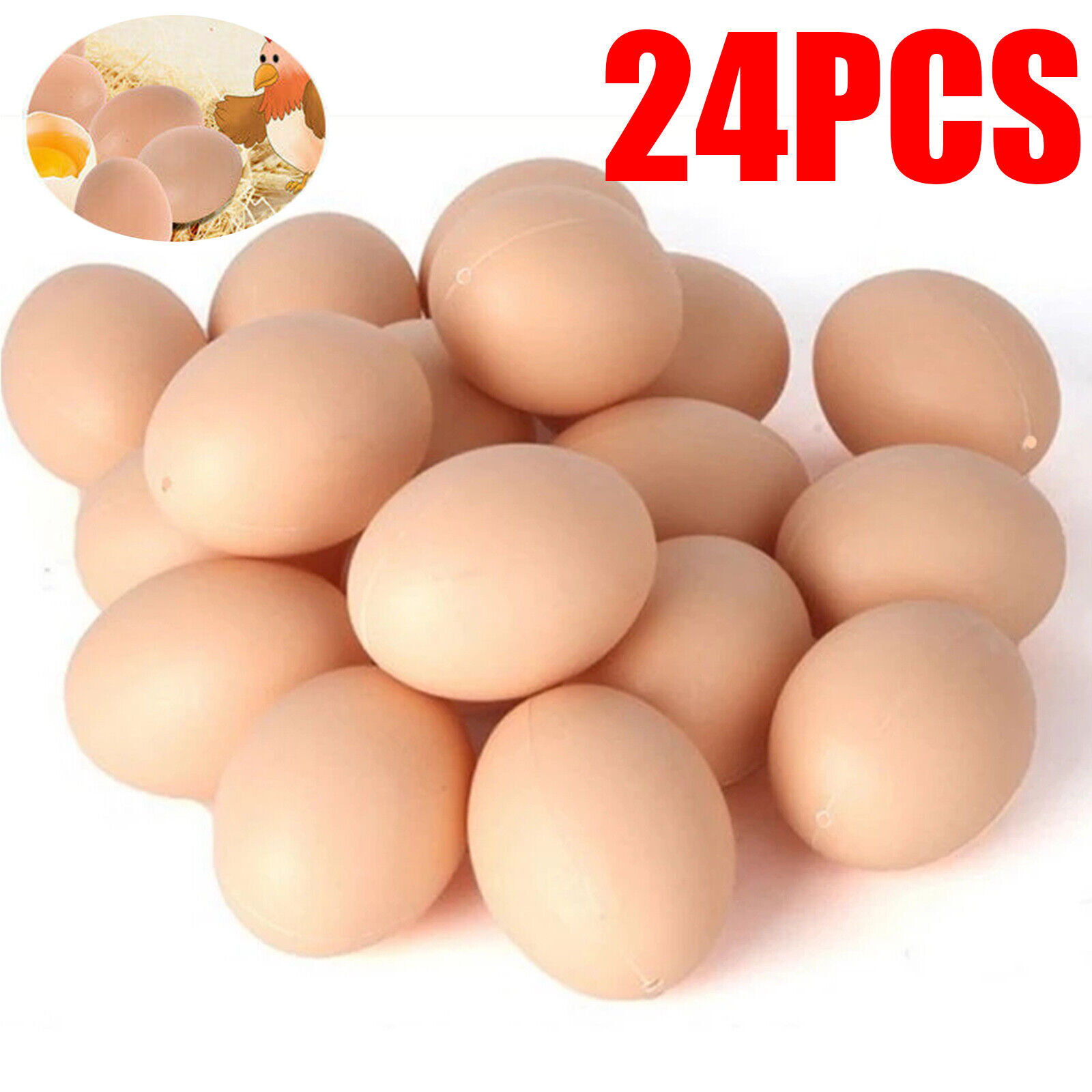 UP24X Plastic Fake Chicken Eggs Poultry Layer Coop Hatching Simulation ...