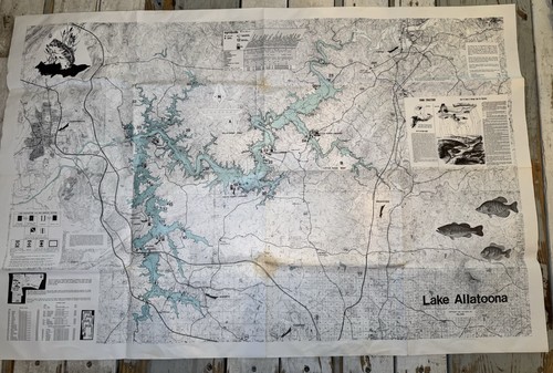 VINTAGE 1980 K & H MAPS LAKE ALLATOONA NO. 202 GEO MAP/FISH MAP/LAKE ...