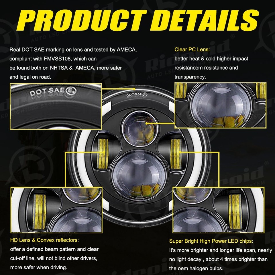 For Buell Blast X1 Motorcycle 7" LED Headlight Turn Signals DRL Ring ...