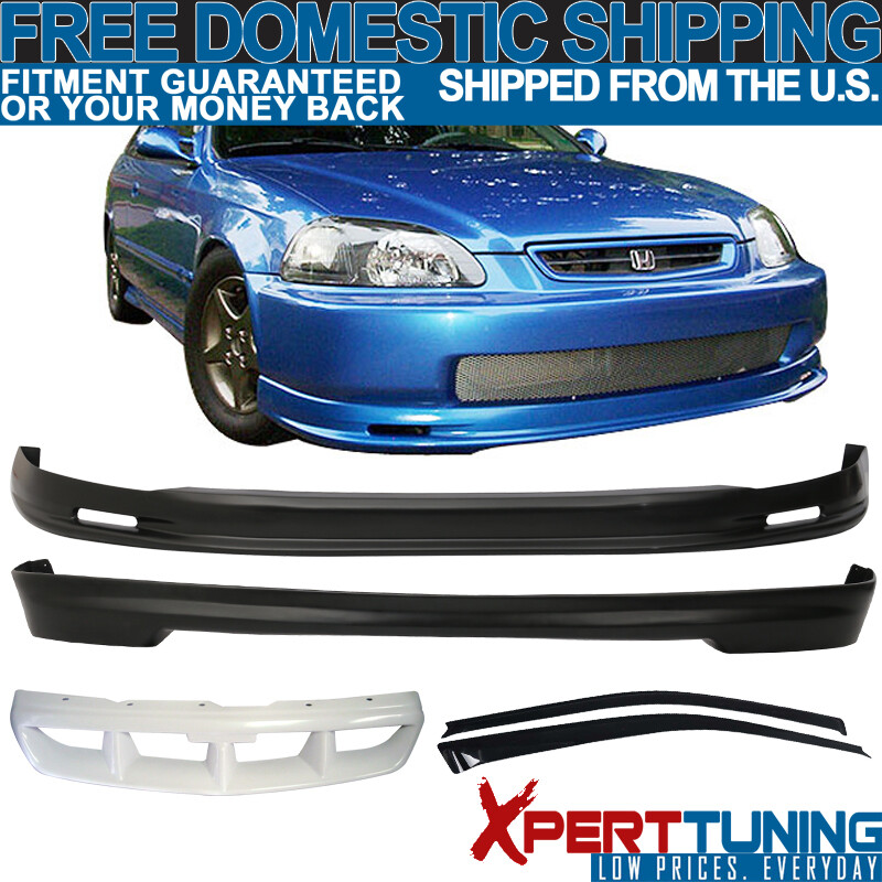 Fit 96-98 Civic EK9 Mugen Front + Rear Bumper Lip Spoiler + Sun Window ...