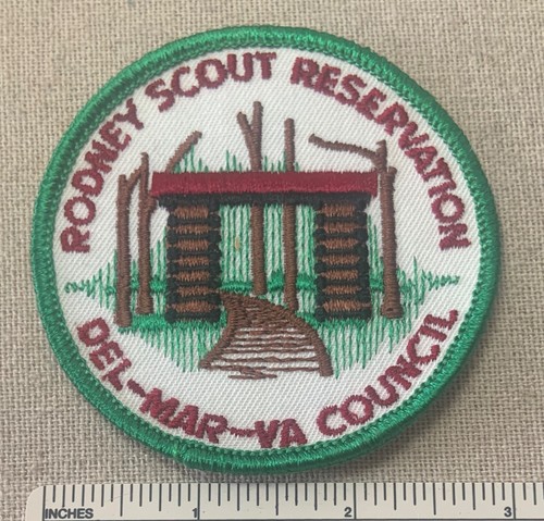 Vintage RODNEY SCOUT RESERVATION Boy Scout Camp PATCH DEL-MAR-VA ...