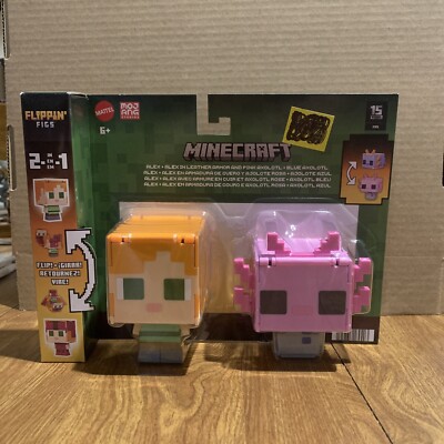Minecraft Flippin’ Figs Alex and Axolotol 2 in one flip action figures ...