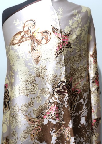 88cm Square Pale Brown, Pink & Gold Silk Butterfly Scarf | eBay Australia
