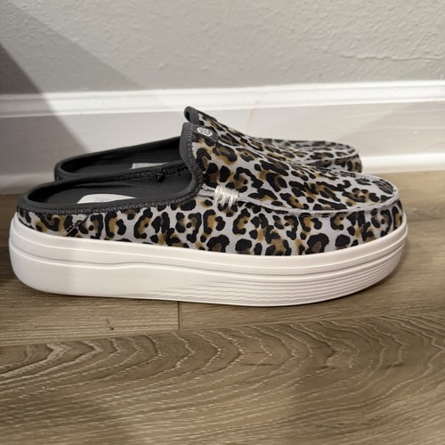 Hey Dude Austin Lift Leopard Grey Canvas Slip-On Shoes Women’s 10 | eBay