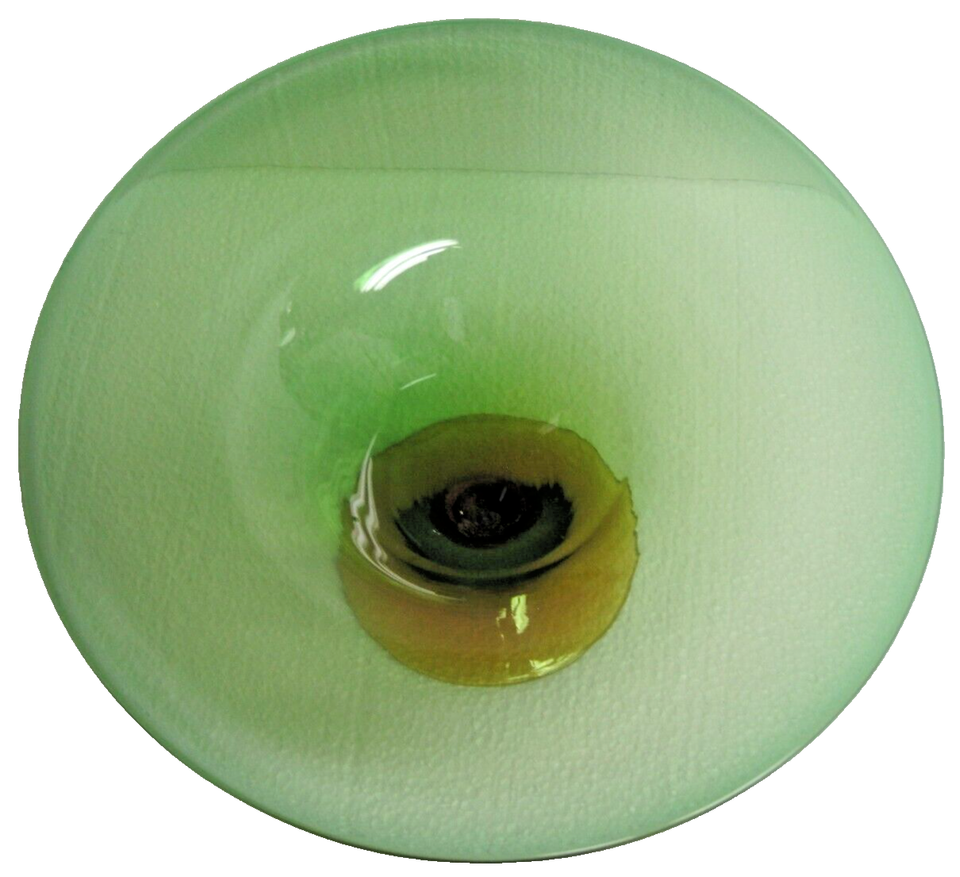 Blenko Large Glass Centerpiece 13.5" Green Amber Yellow Pedestal ...