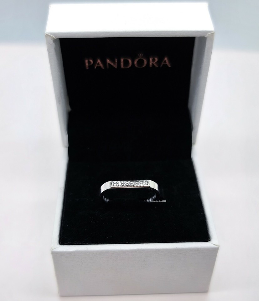 NEW Authentic PANDORA 925 Ale Sparkling Crystals Bar Stacking Ring ...