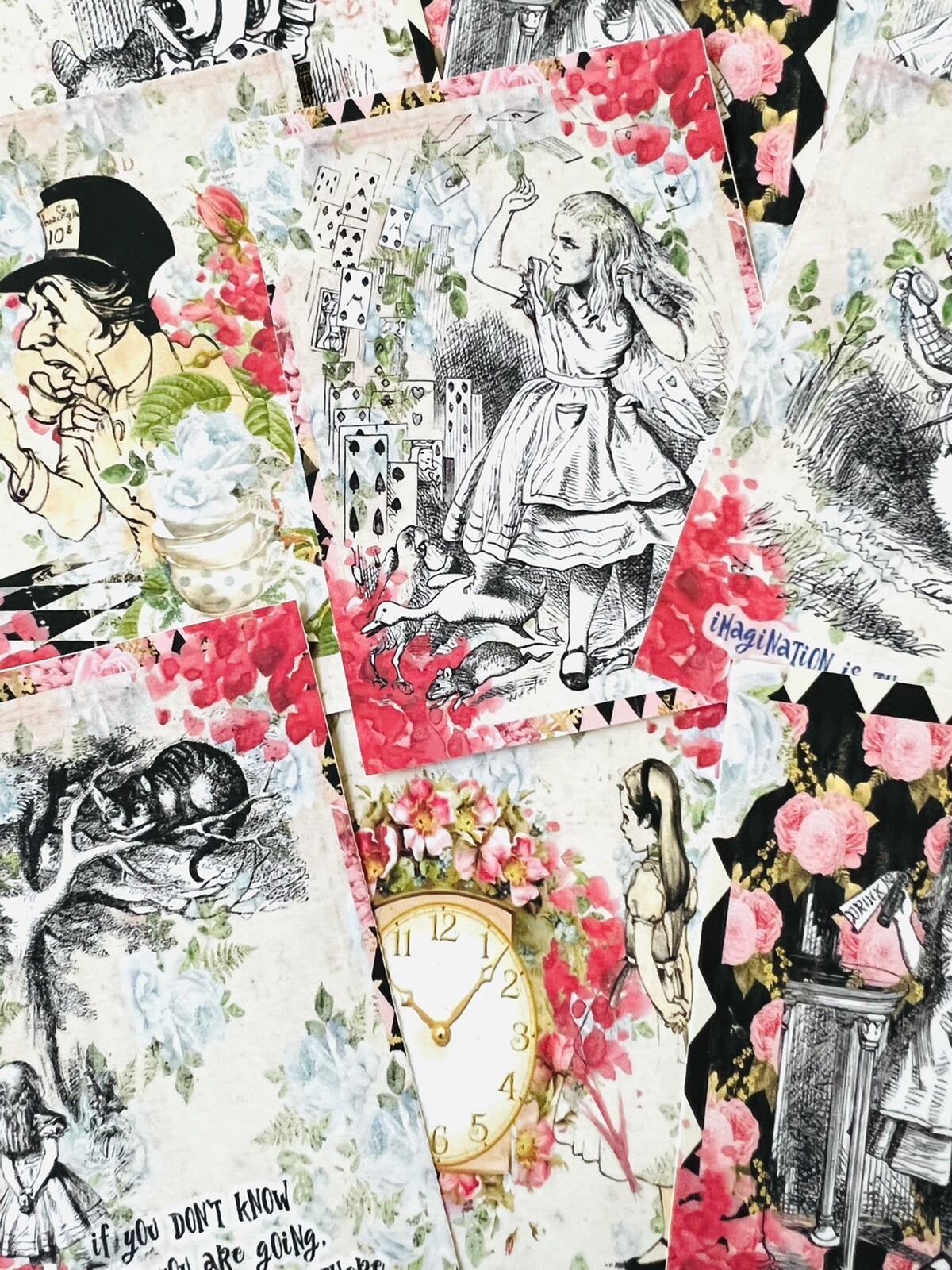 Alice in Wonderland Cards Set of 16 Alice Cards for Junk Journals ...