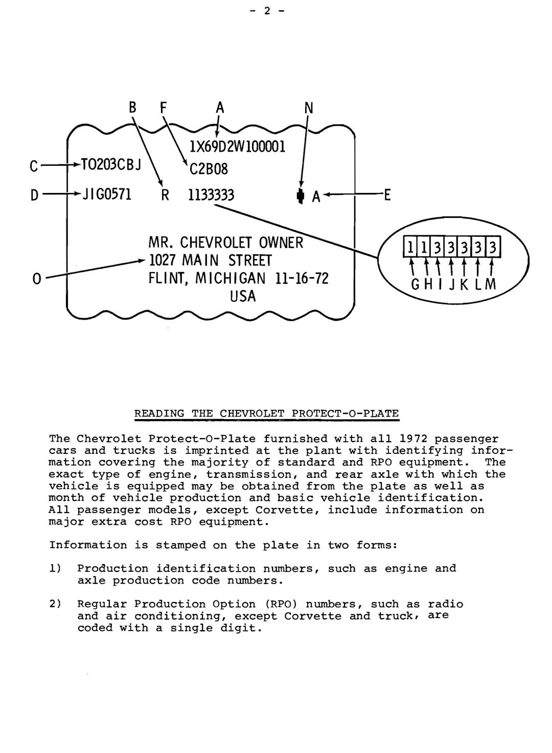 Dealer Decoder 1972 Chevy Corvette Camaro Chevelle Impala Caprice Nova ...