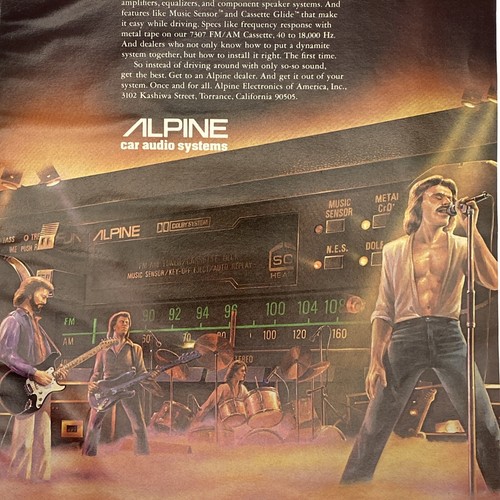 1980 Alpine Car Stereo Audio PRINT AD Vintage 80s Rock Band Drawing ...