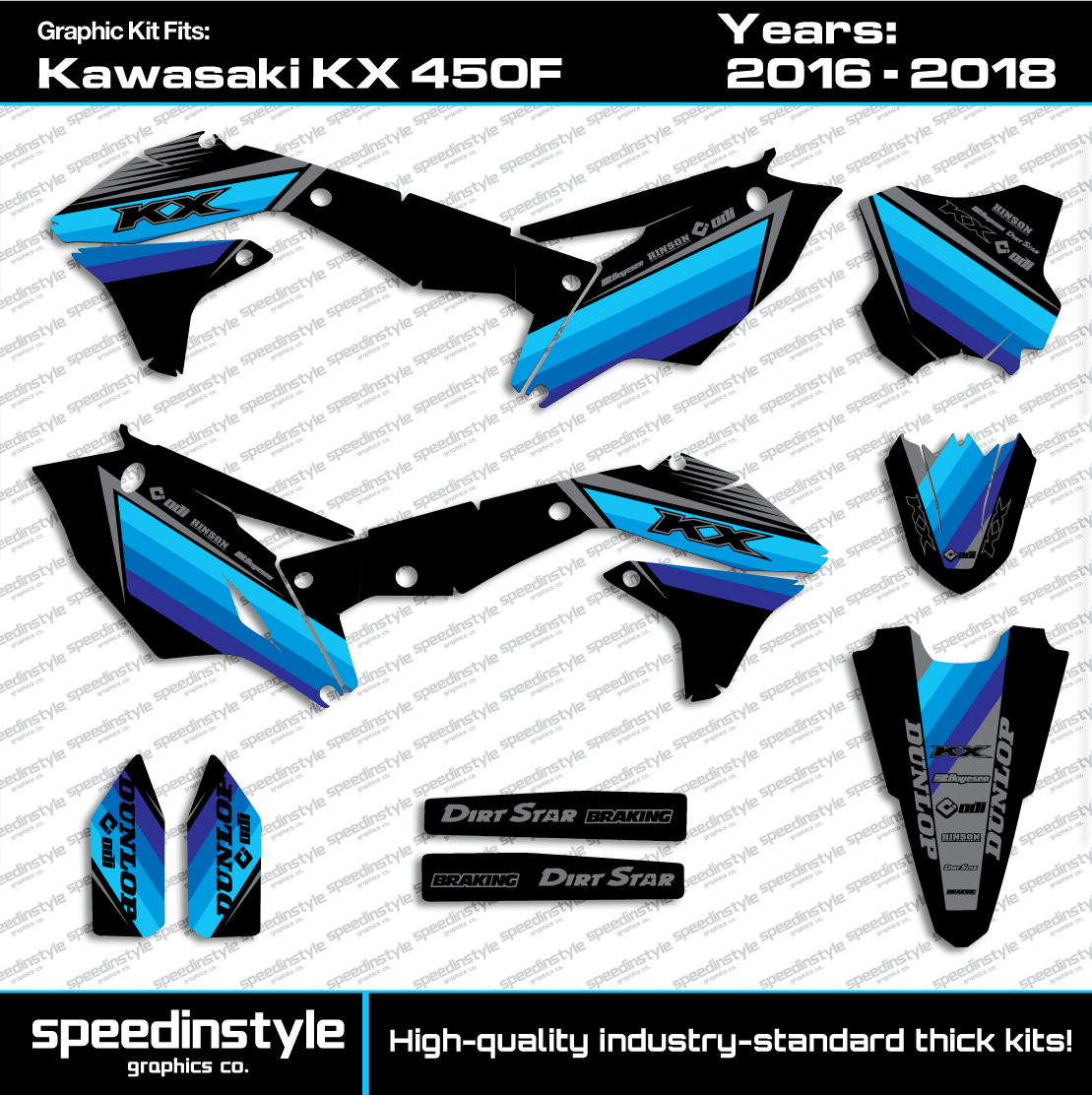 2016 2017 2018 KXF 450 KAWASAKI KIT GRAPHICS KX450F FADE DECAL DECALS ...