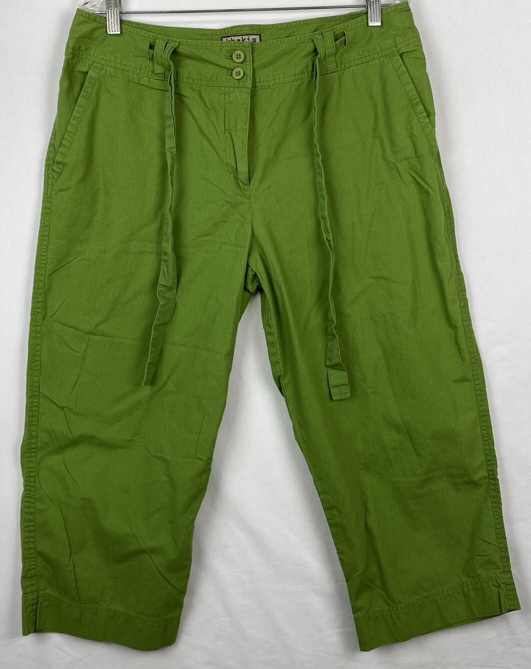 Khakis International Design Women Green Crop Pants Sz 14 Zip ...