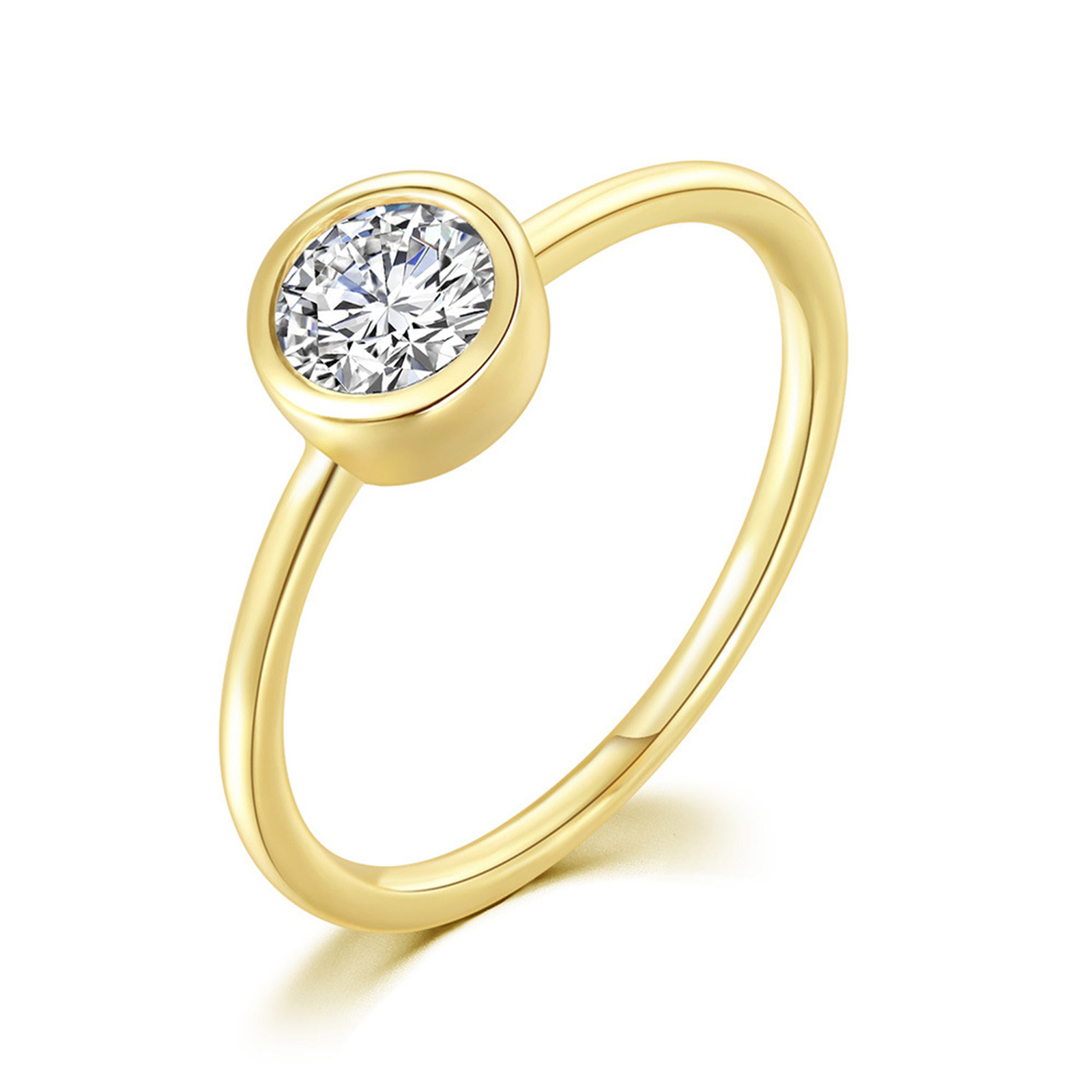 Chic Ring Shiny Cubic Zirconia Simple Design Smooth Surface Ring ...