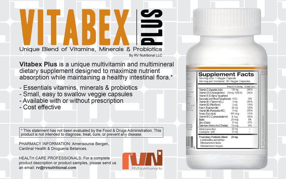 Vitabex Plus | Multivitamin | Probiotics | 60 Veggie Capsules | FREE ...
