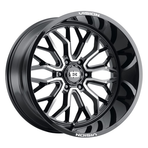 20x12 Vision 402 Riot Gloss Black Machined Face Wheels 8x6.5 (-51mm ...