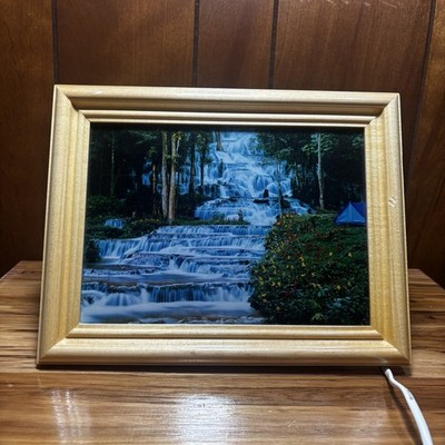 Vintage Lighted Motion Waterfall Picture Frame Moving Water - Does Not ...