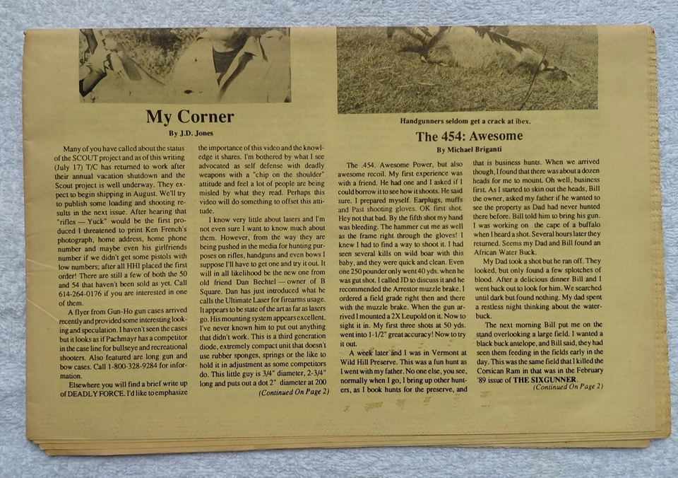Handgun Hunters International, Sixgunner vintage issue, J.D. Jones, SSK ...