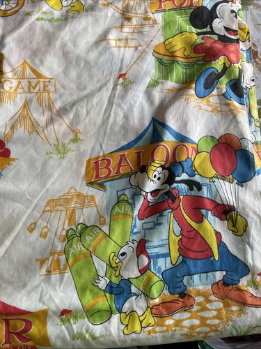 Vintage 1970’s Disney Mickey Mouse Carnival Bed Sheet Set - Donald ...