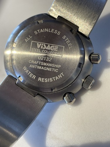 Visage Stainless Steel White Dial Chronograph Watch NEW Renata Battery ...