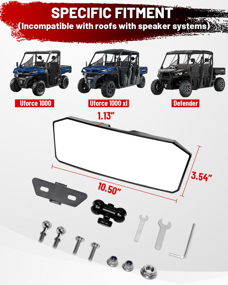 UTV Rear View Center Mirror for CFMOTO UFORCE 1000 2019-2025/Can-am ...
