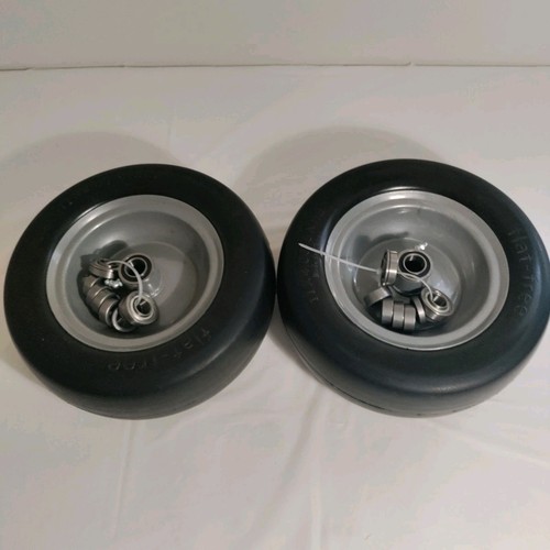 2 Pack 11x4.00-5" Lawn Mower Tire on Wheel Flat Free Smooth Tread Tire ...