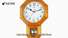 JUSTIME Regulator Schoolhouse Solid Wood Pendulum Wall Clock Dual ...