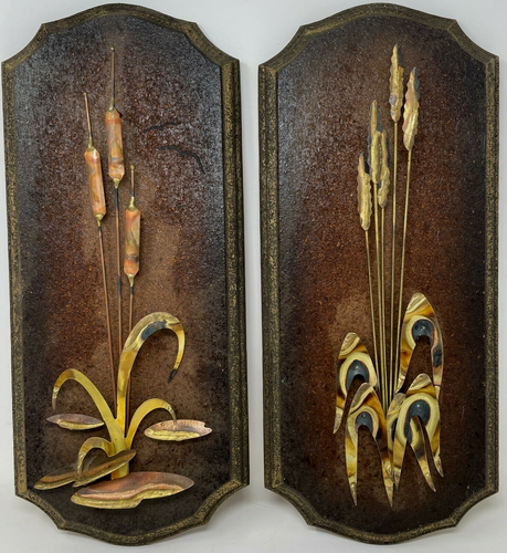 Metal Wall Art Cattails Lily Pads Mid Century MCM Rustic Brutalist ...