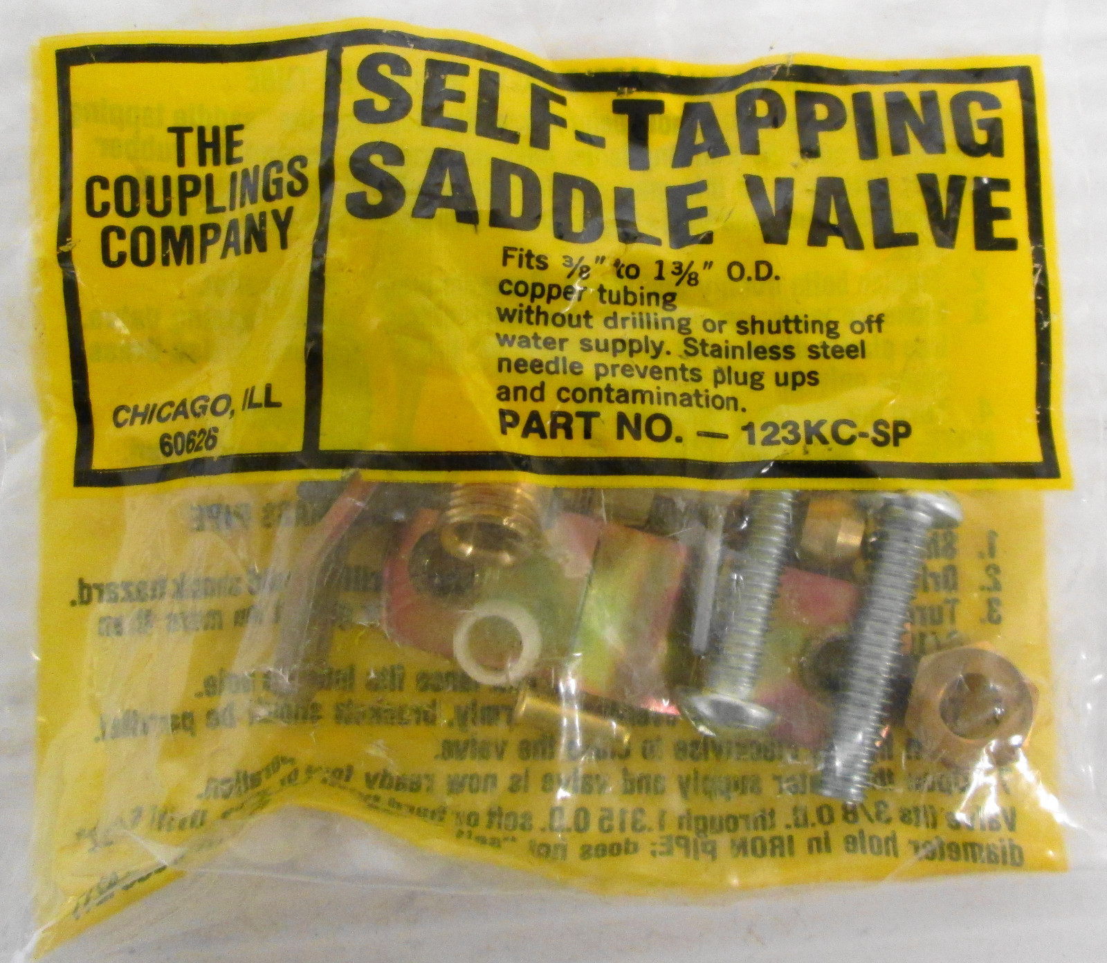 The Couplings Company 123KC-SP Self-Tapping Saddle Valve Fits 3/8"- 1 3 ...