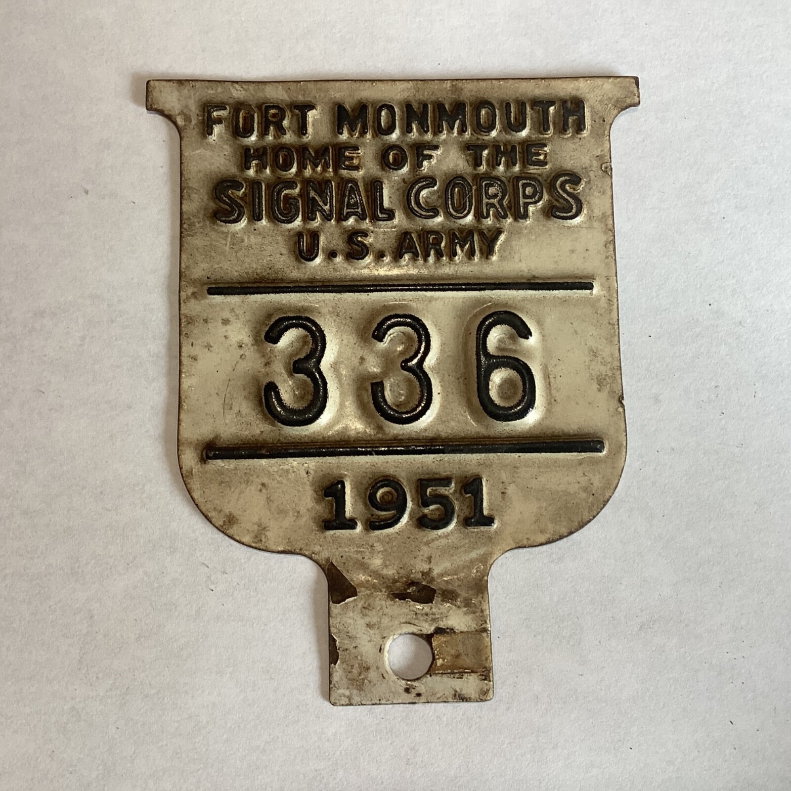 Vintage 1951 Fort Monmouth New Jersey License Plate Topper US Army ...