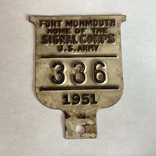 Vintage 1951 Fort Monmouth New Jersey License Plate Topper US Army ...