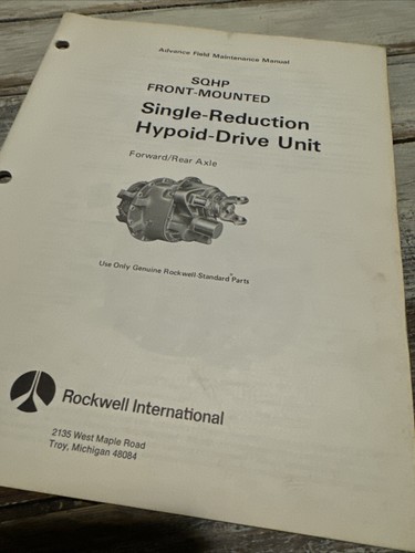 ROCKWELL SQHP Front Mounted Hypoid Forward Rear Axle Drive Units Manual ...