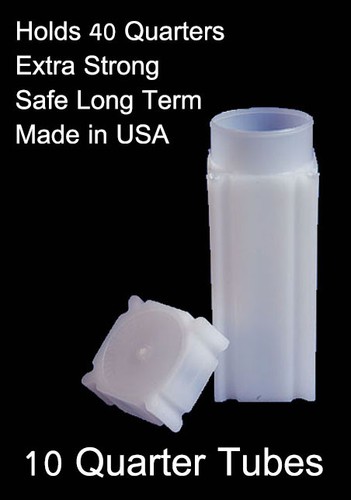 Coin Safe Square Archival Plastic Coin Tubes Lot Of 10 Quarter Size ...