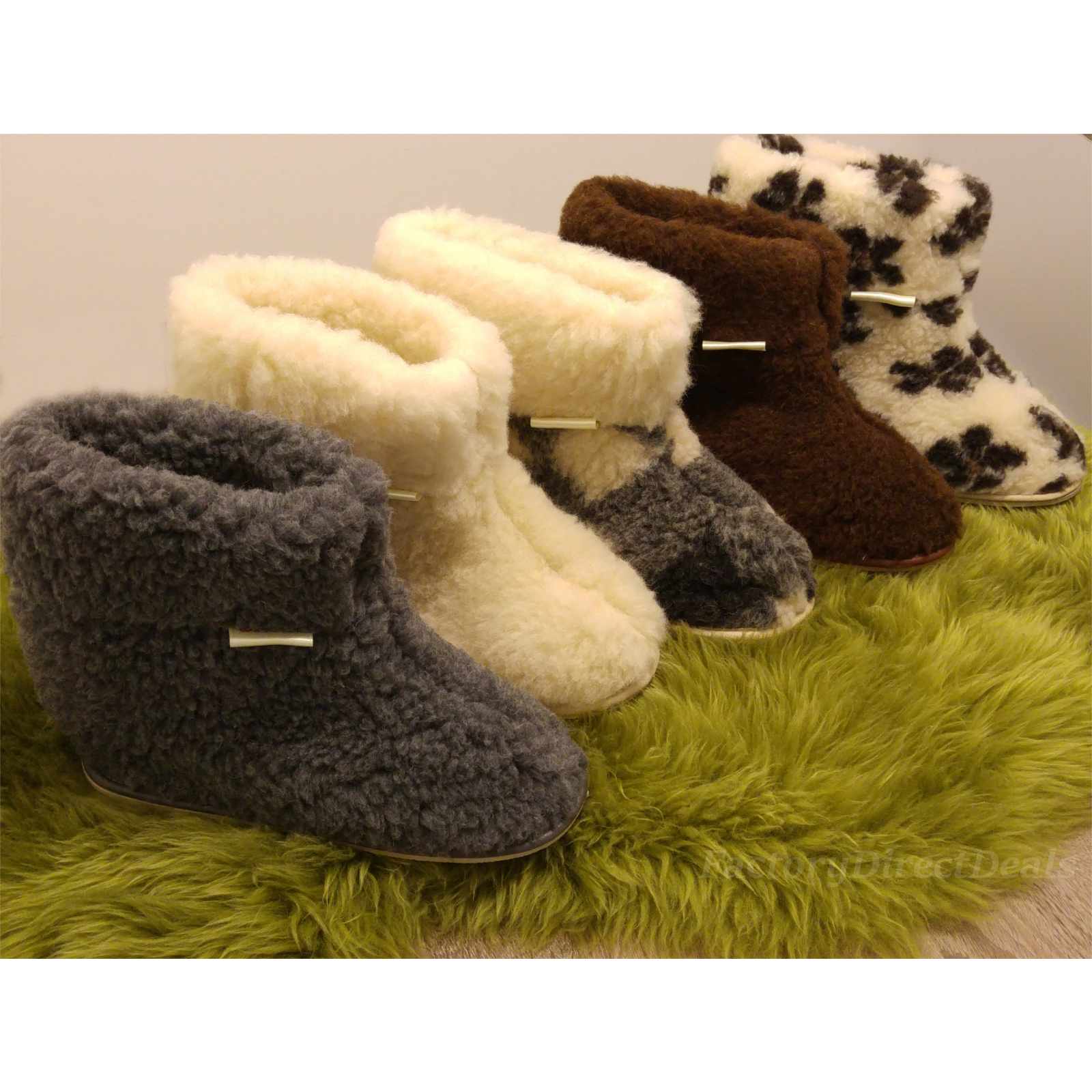 Hard Sole Natural Sheep Wool Boots Cozy Foot Slippers Sheepskin Womens ...