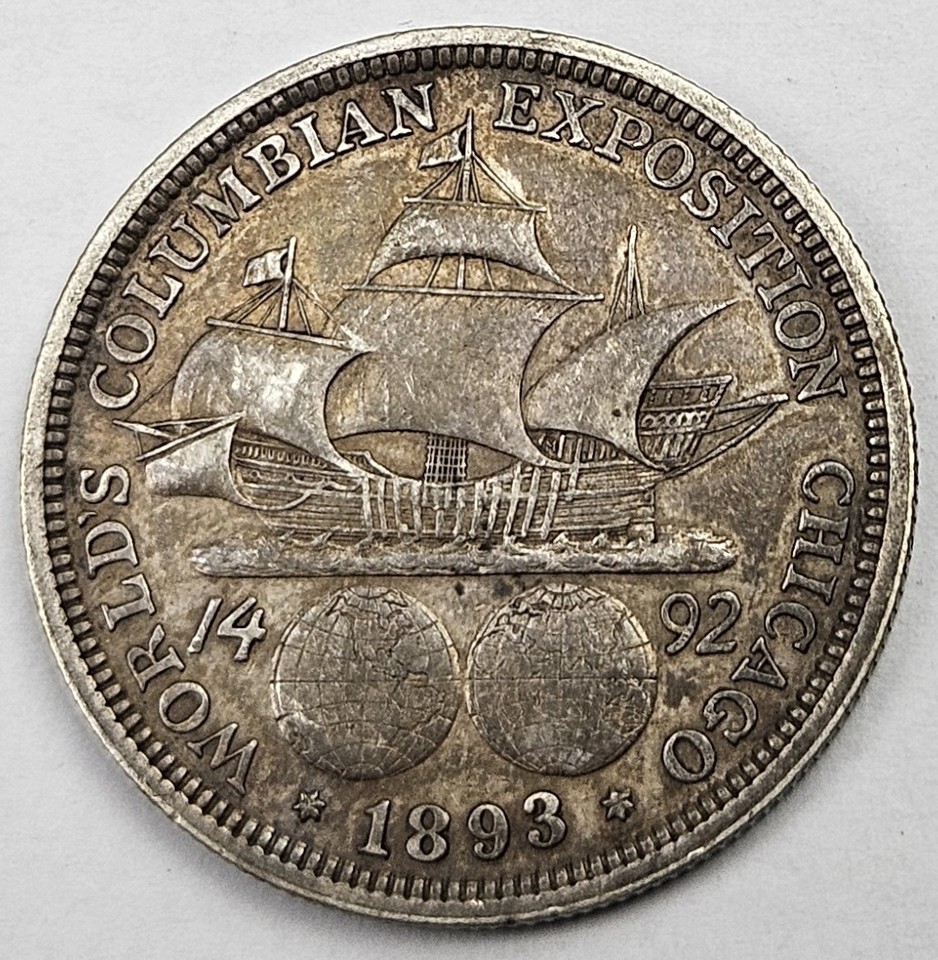 1893 Columbian Exposition Commemorative Half Dollar 50c 90% Silver Coin ...