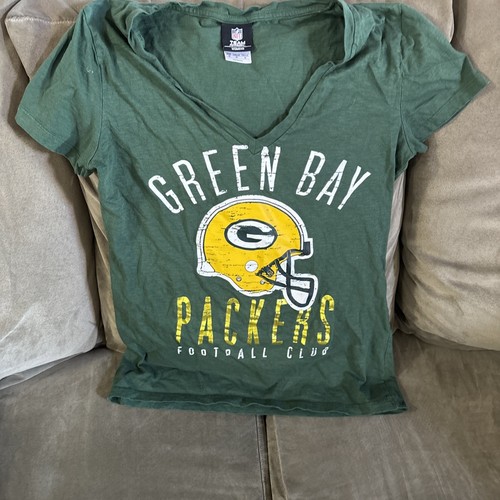 NFL Team Apparel Womens M Green Bay Packers Shirt Football V-Neck Top ...