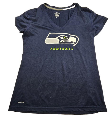 Seattle Seahawks Nike Dri Fit Womens Navy Short Sleeve NFL V-Neck T ...