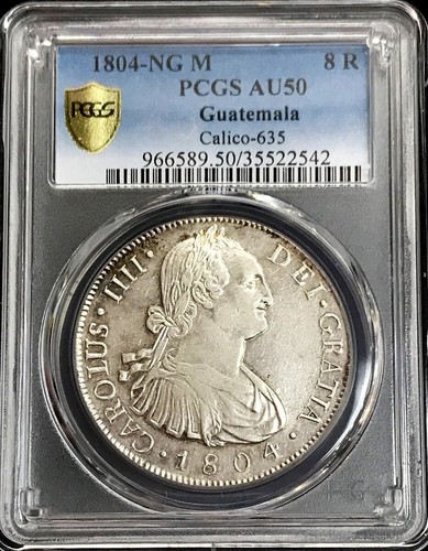 1804 NG M GUATEMALA SILVER 8 REALES CHARLES IV COIN PCGS ABOUT ...