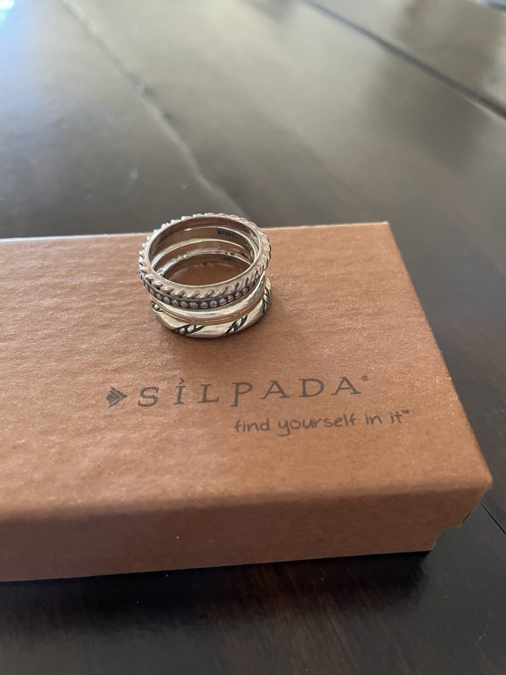 Silpada Sterling Silver Set Of 4 Stackable Band Rings Size 8 R0593 | eBay