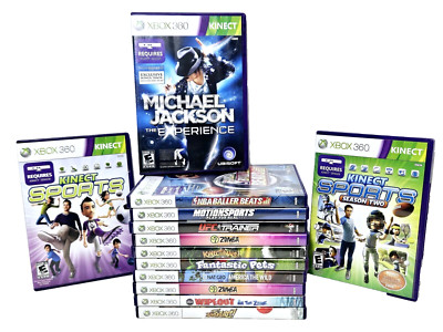 Xbox 360 Game Bundle Kinect Dance Sports Exercise Animal Motion Michael ...