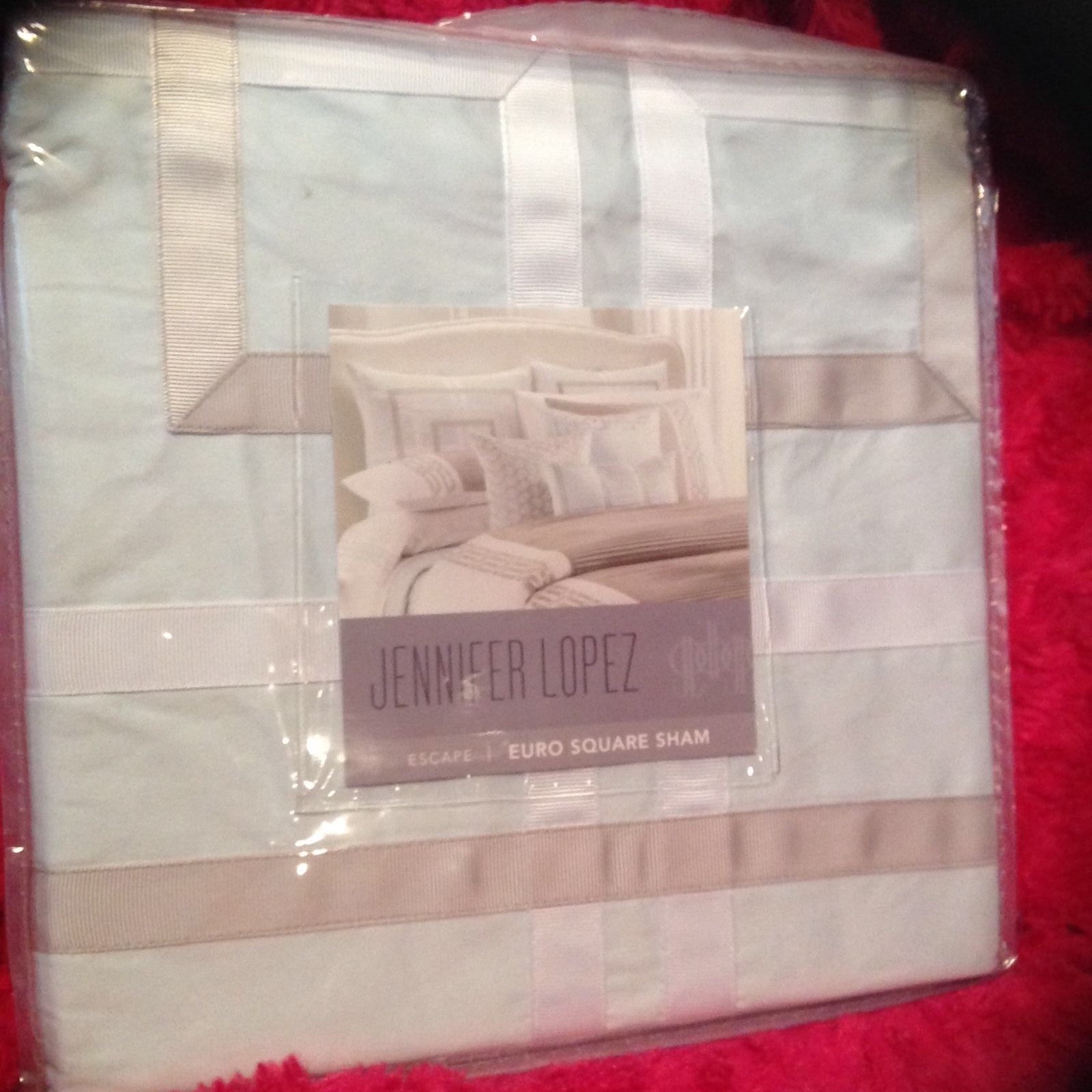 ONE Jennifer Lopez Escape EURO SHAM LIGHT MINT NEW White 26x26 SQUARE ...