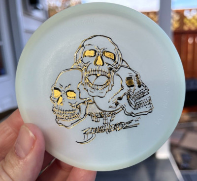 (1991) GLOW BONEHEADZ Gold New Mini Disc Golf Innova Ontario Skull ...