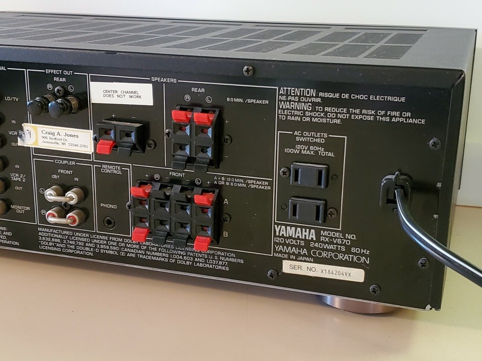 Yamaha RX-V670 A/V Home Theater Receiver. Amber display color. Tested ...