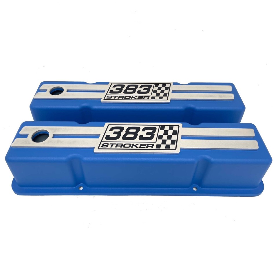 383 Stroker Blue Tall Valve Covers, Small Block Chevy - Style 1 - Ansen ...