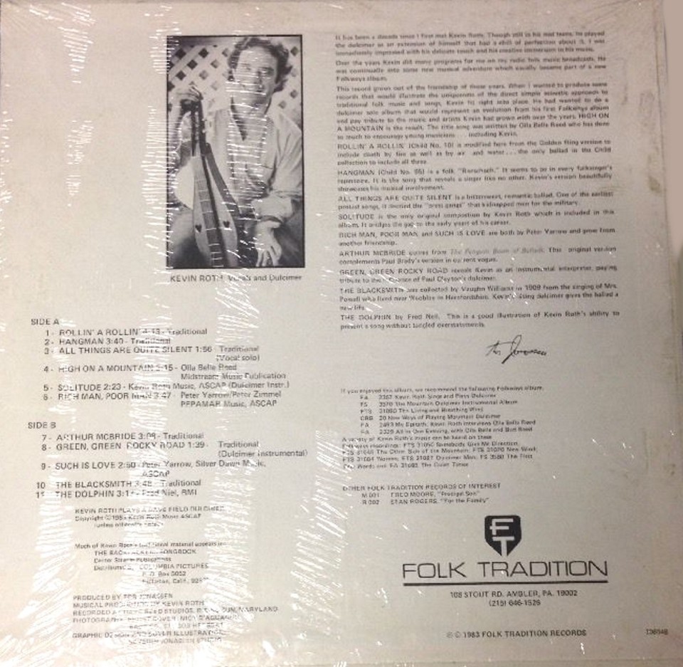 KEVIN ROTH High On A Mountain SOLO DULCIMER Folk Traditions Records ...